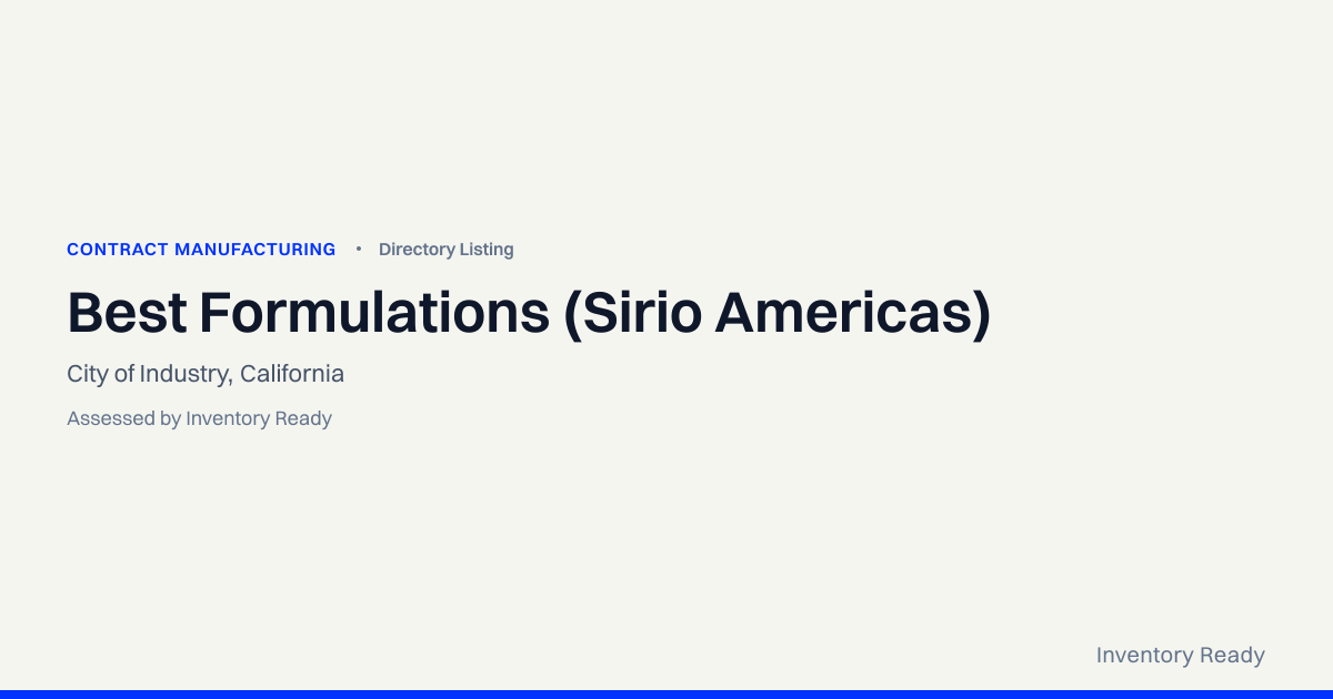Best Formulations (Sirio Americas) | Contract Manufacturing | Inventory ...